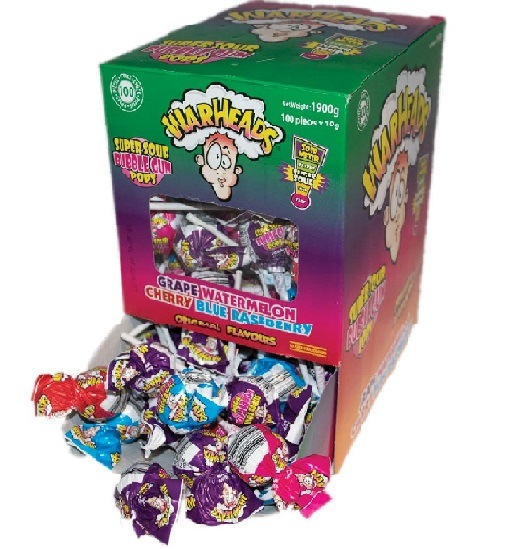 Warheads Super Sour Bubble Gum Pops Mix 1900g